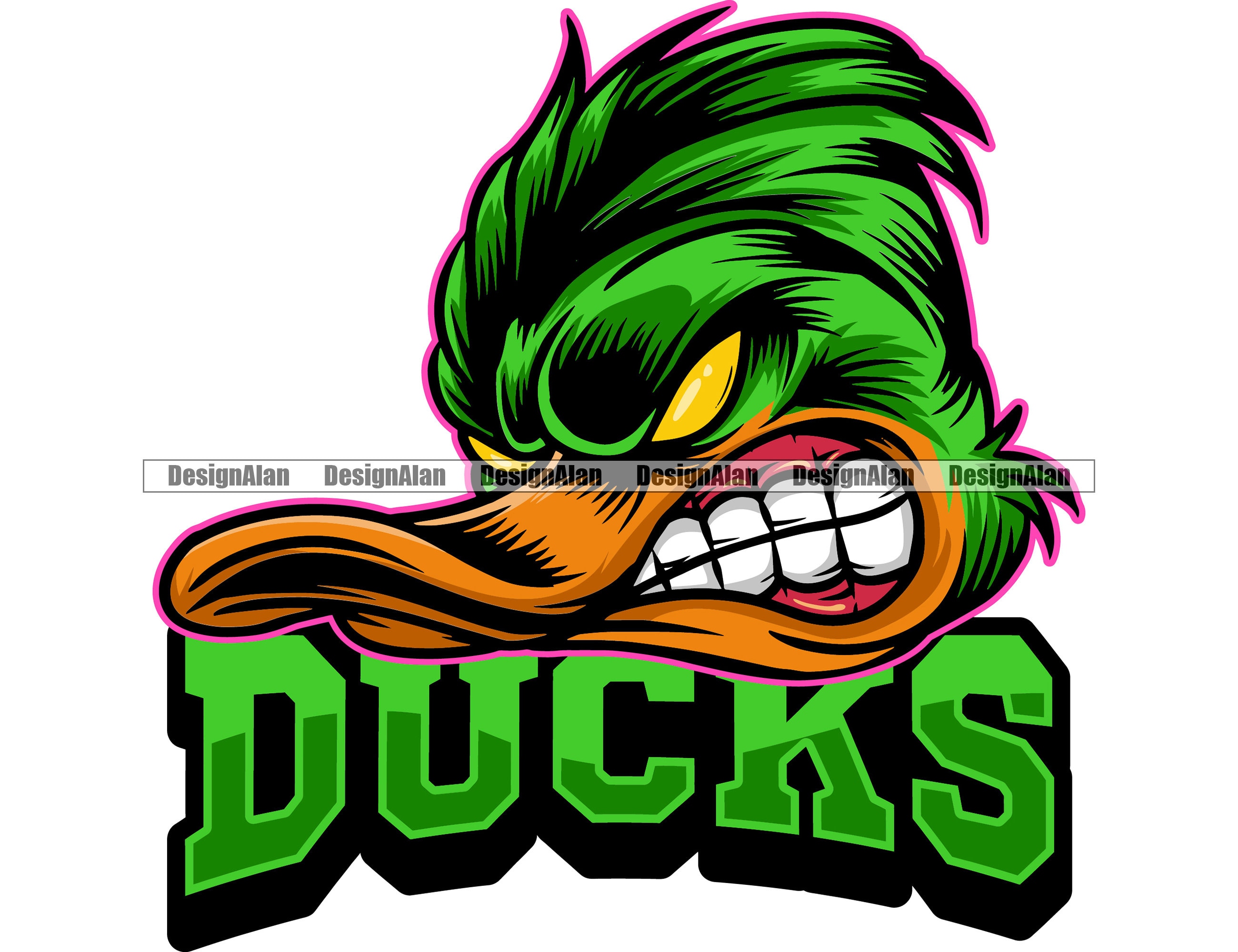 Duck School Mascot Sports Team League Fantasy Cartoon Character Angry ...