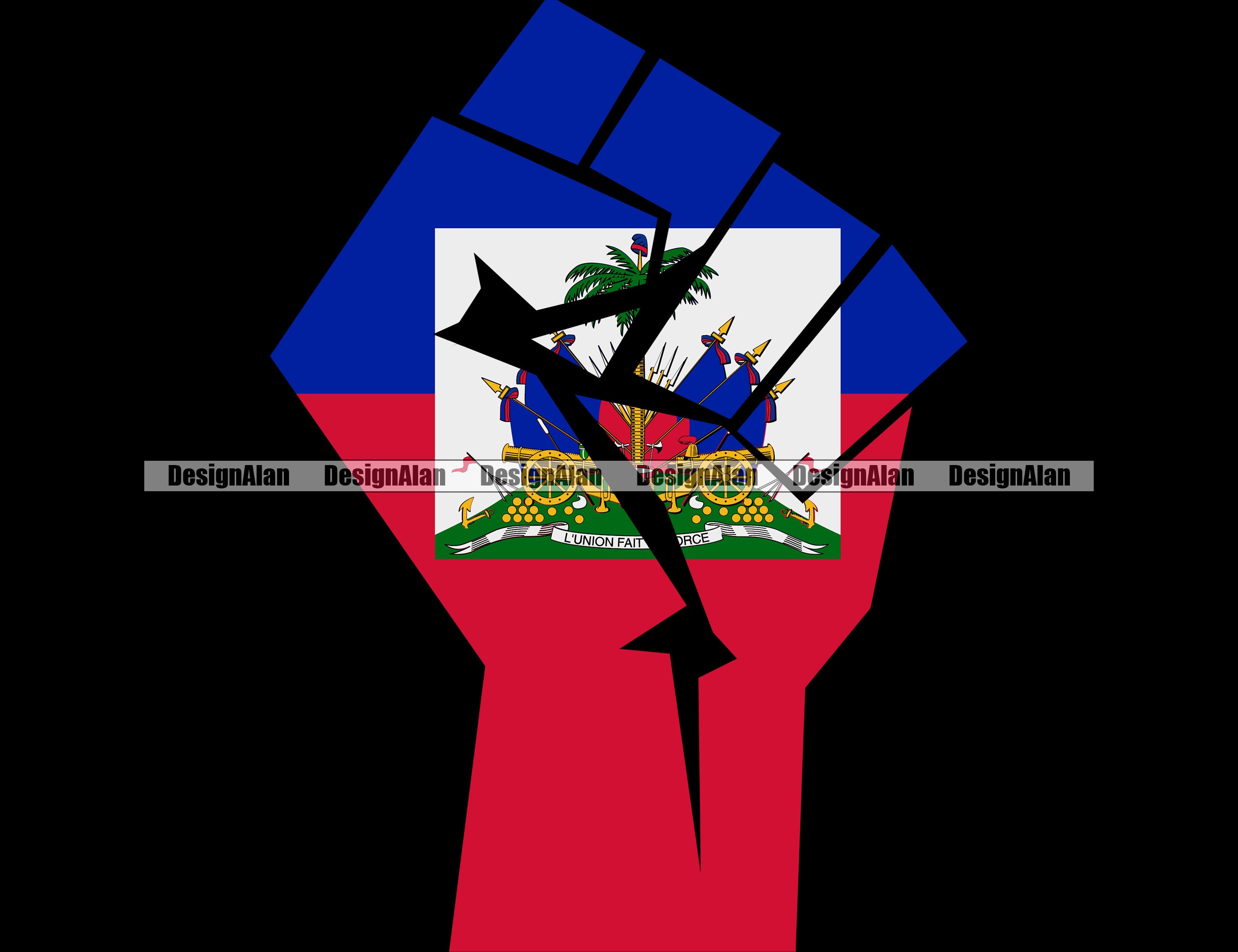 Haiti Haitian Creole Flag Hand Fist Power Fight Unity Military Pride ...