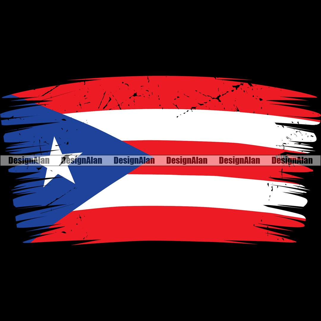 Puerto Rico Rican Distressed Torn Ripped Rip Curved Flag Quote Pride ...