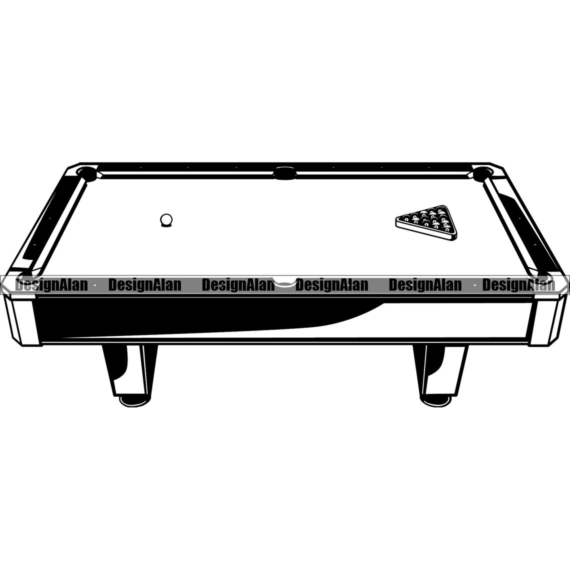 Billiards Pool Table Side View Que Stick Ball Rack Setup Start - Etsy