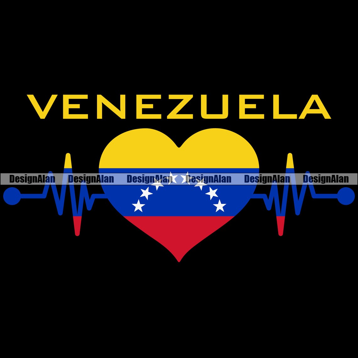 Venezuela Venezuelan Heartbeat Heart Ethnic EKG Wave Love Spanish Proud ...