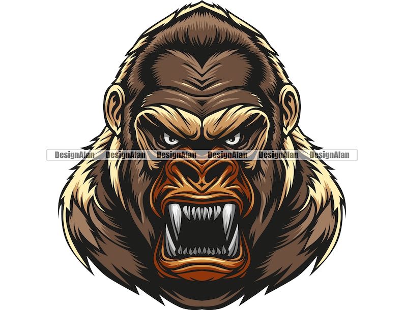 Gorilla School Mascot Sports Team Angry Growling Teeth Silverback Ape ...