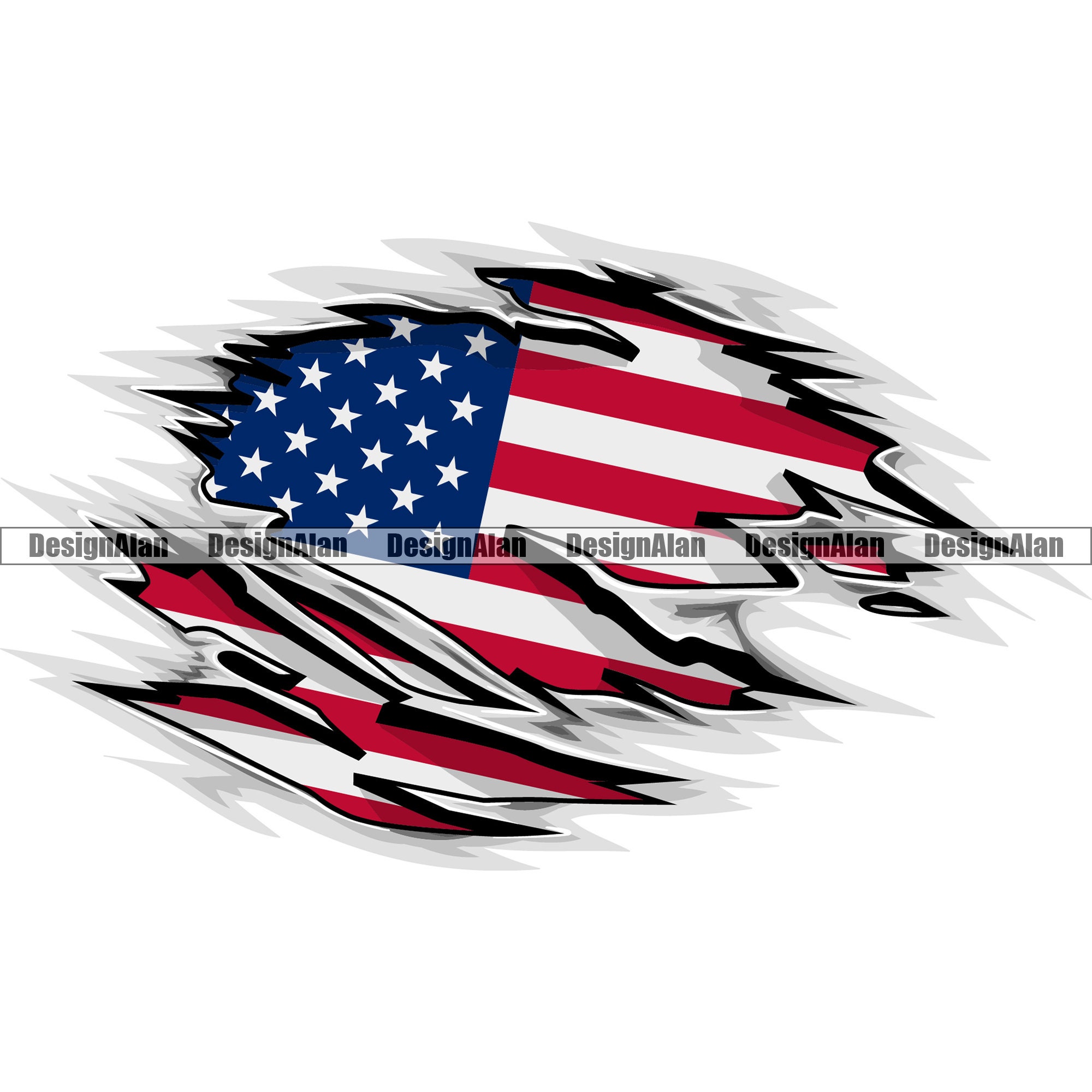United States America American U.S.A. U.S. USA US Flag Torn Ripped ...