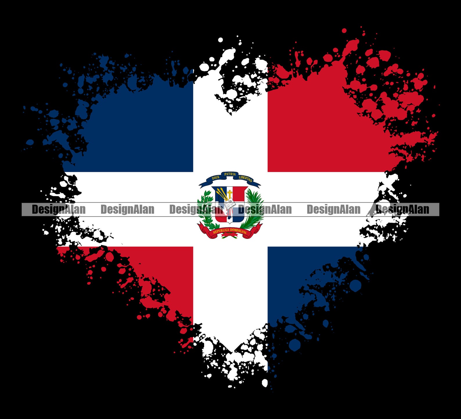 Dominican Republic Flag Heart Paint Splatter Splash Proud Spanish ...