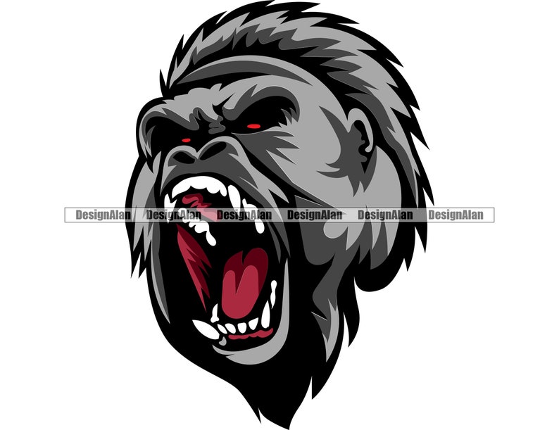 Gorilla School Mascot Sports Angry Growling Silverback Attacking Ape ...
