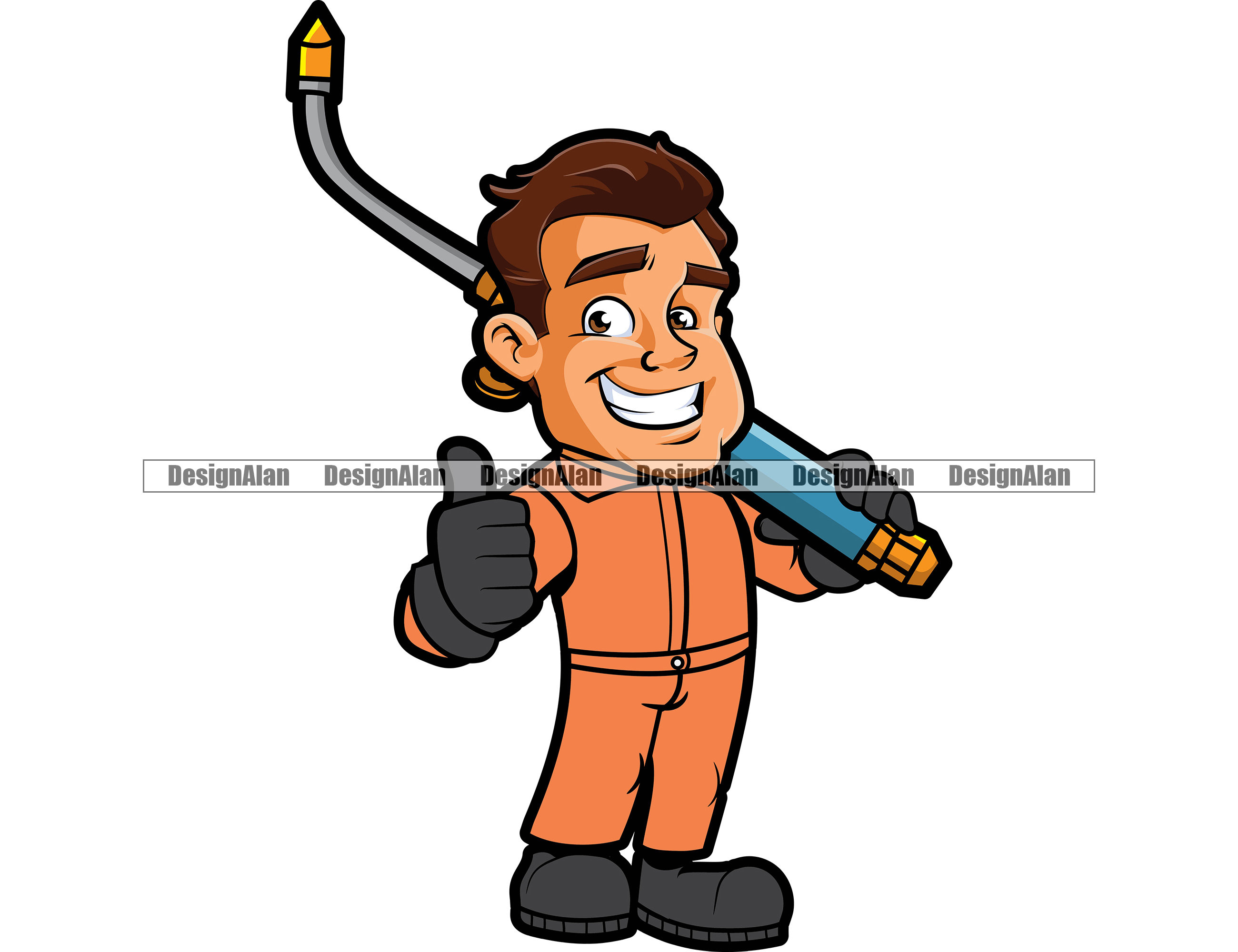 Welder Thumbs up Cartoon Man Welding Business House Home Repair Weld ...