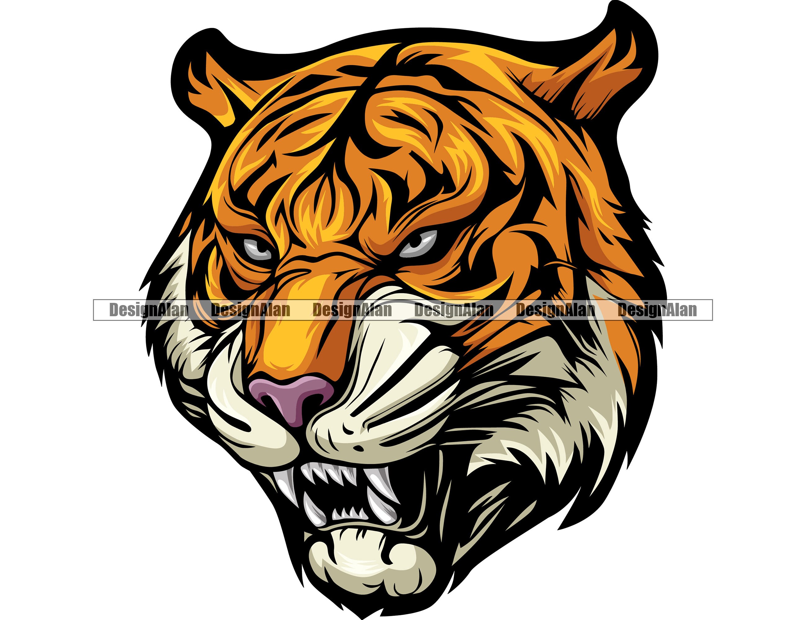 Bengal Tiger School Mascot Sports Team Fantasy Cartoon Growling Angry ...