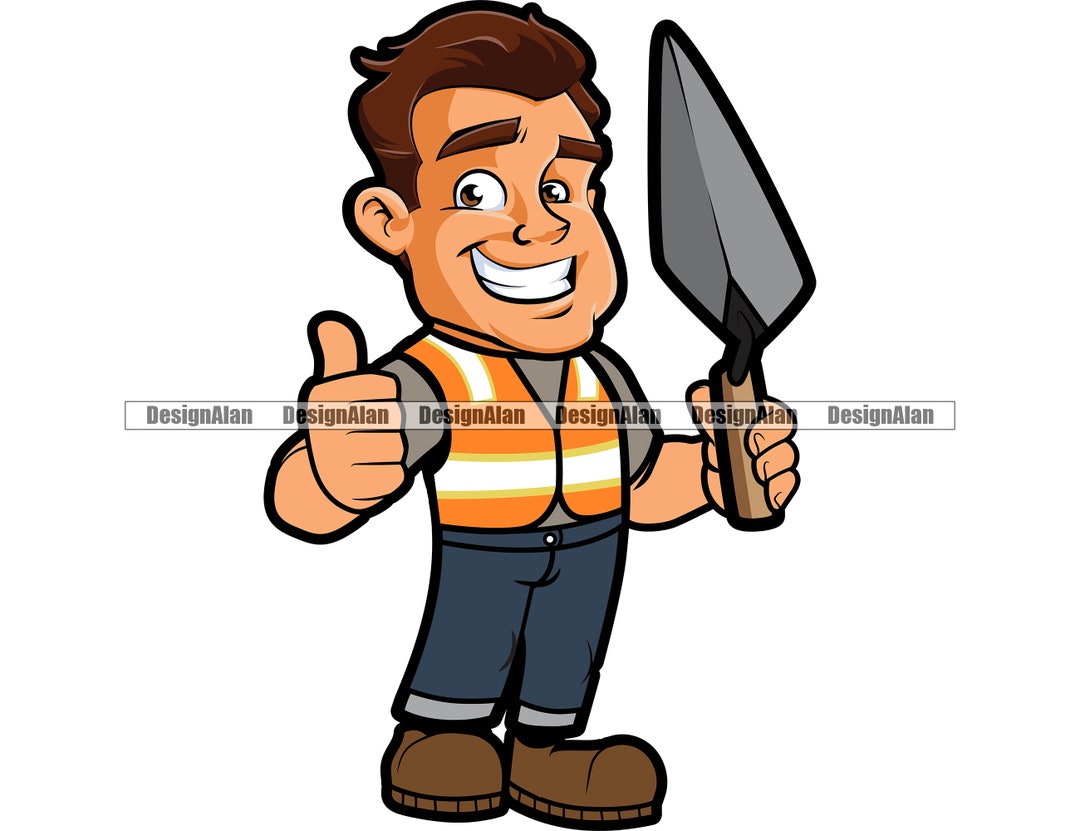 Mason Thumbs up Happy Man Cartoon Masonry Business Concrete Company ...