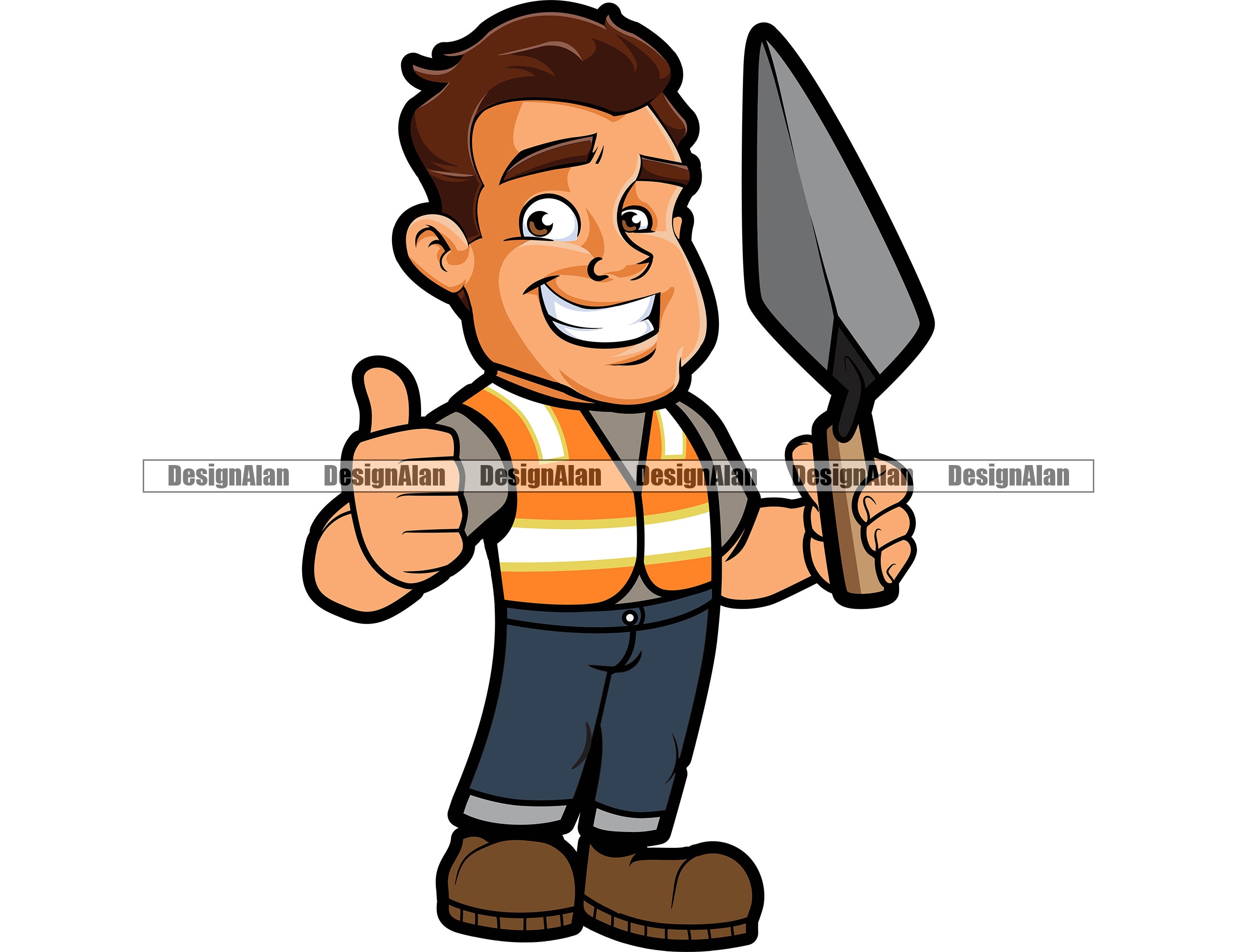 Mason Thumbs up Happy Man Cartoon Masonry Business Concrete Company ...