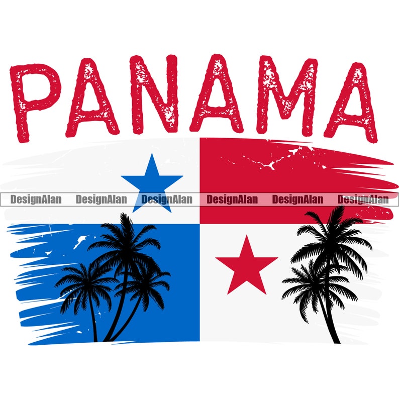 Panama Panamanian Distressed Flag Palm Tree Caribbean Island Proud ...