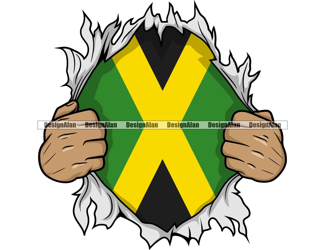 Jamaica Jamaican Reggae Rasta Rastafarian Superhero Hands Ripping Open ...