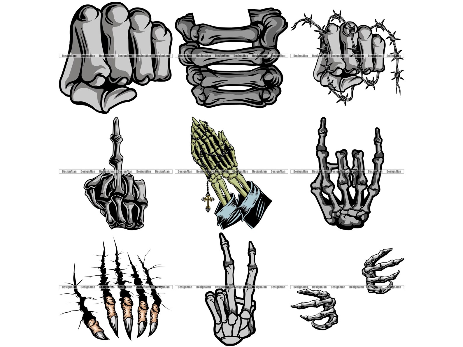 Skeleton Hands Graphic Bundle: Tattoo, Gothic, Horror Designs (SVG, PNG ...