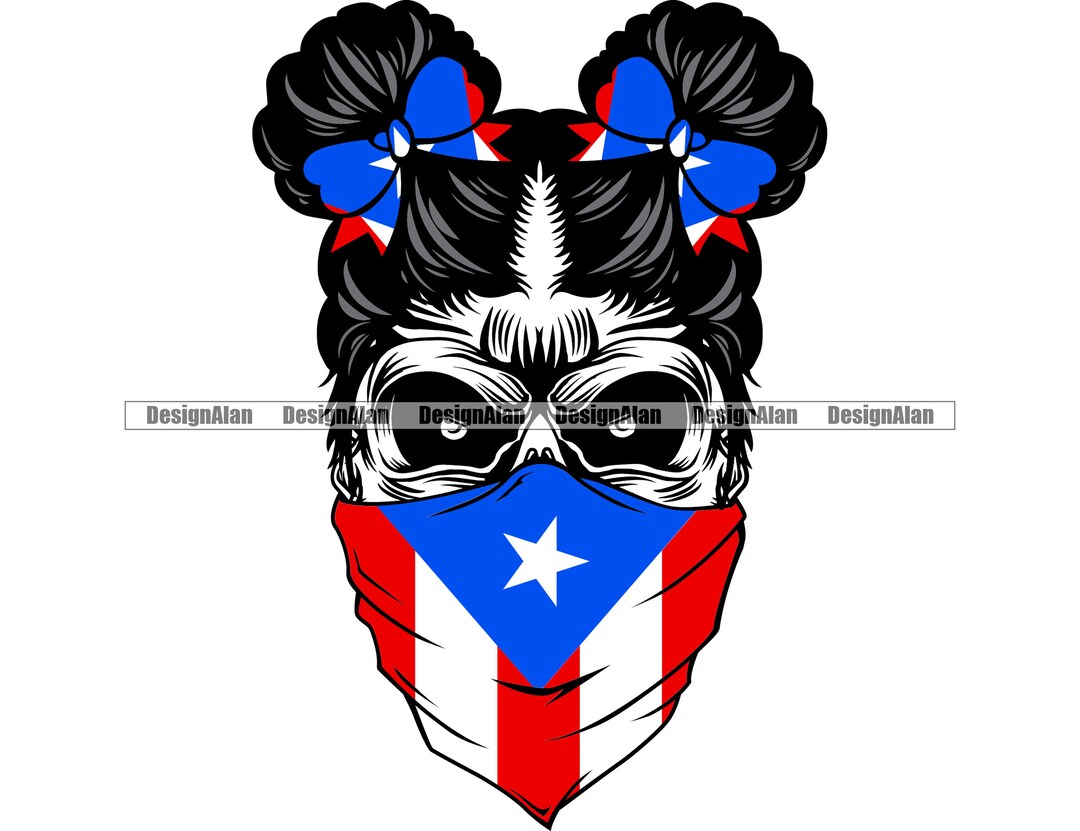 Puerto Rico Rican Flag Female Skull Woman Skeleton Girl - Etsy