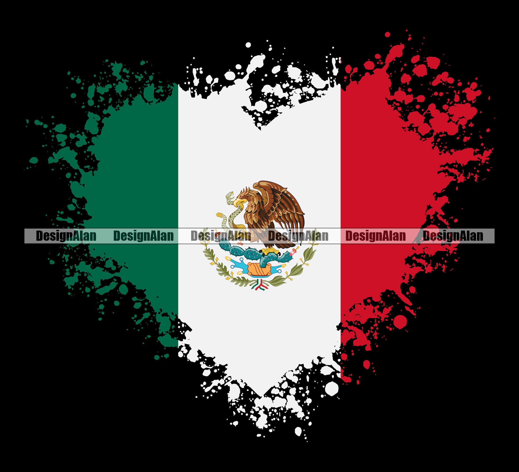 Mexico Mexican Flag Heart Paint Splatter Splash Proud Spanish Latino ...