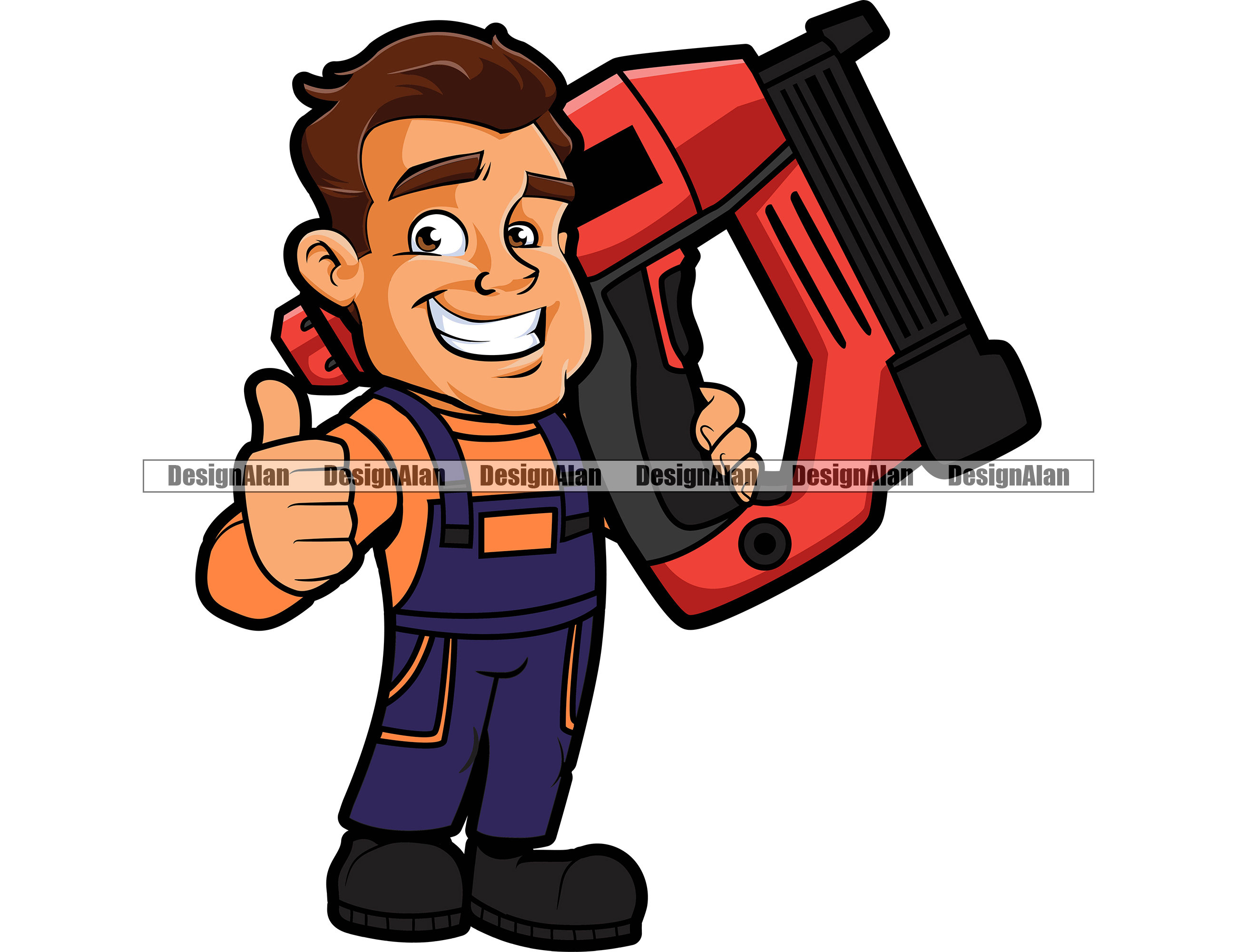 Roofer Thumb up Cartoon Man Roofing Business House Home Repair Roof ...