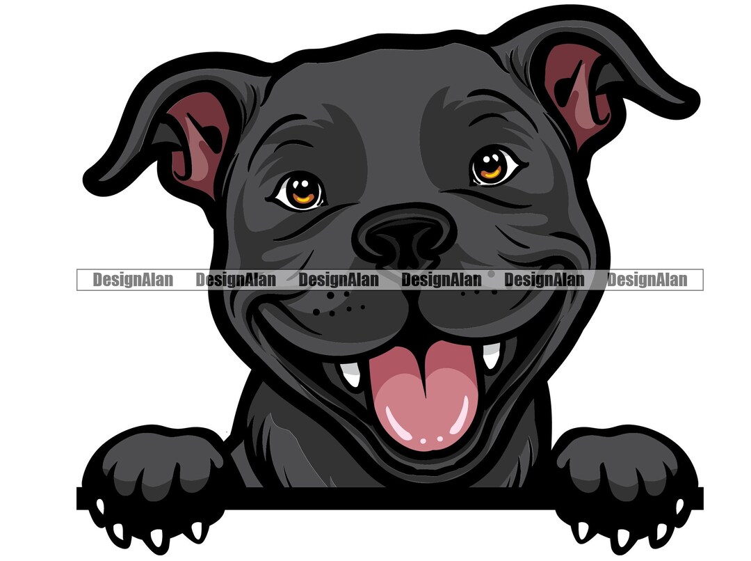 American Pit Bull Terrier Peeking Dog Smiling Puppy Face Pet Breed ...