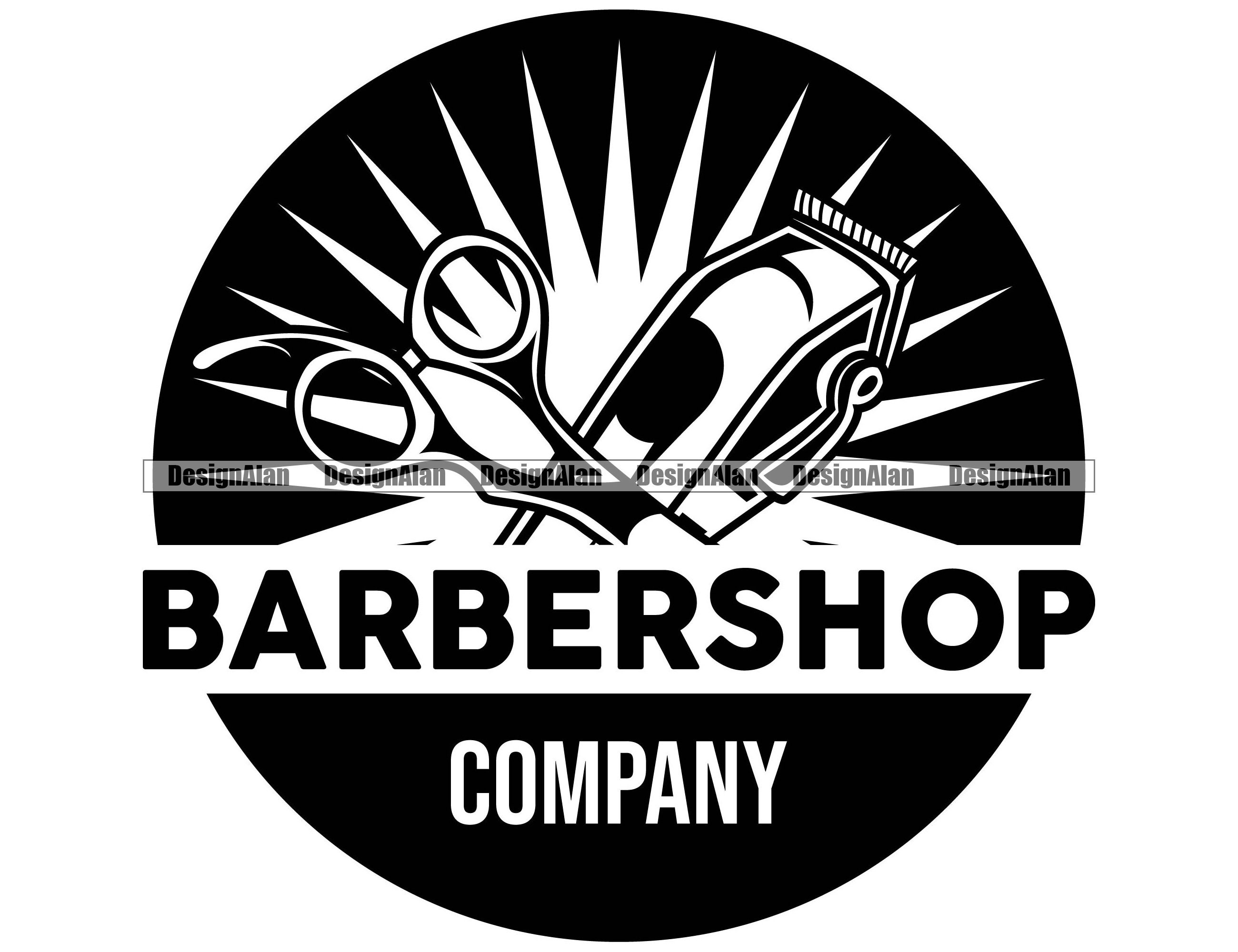 Barber Barbershop Company Business Emblem Clippers Trimmers Scissors ...