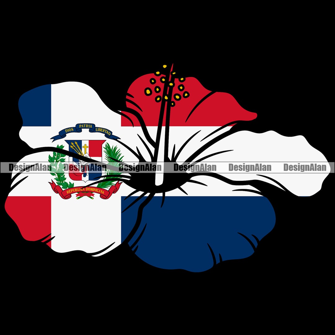 Dominican Republic Flag Hibiscus Orchid Caribbean Island Flower Pride ...