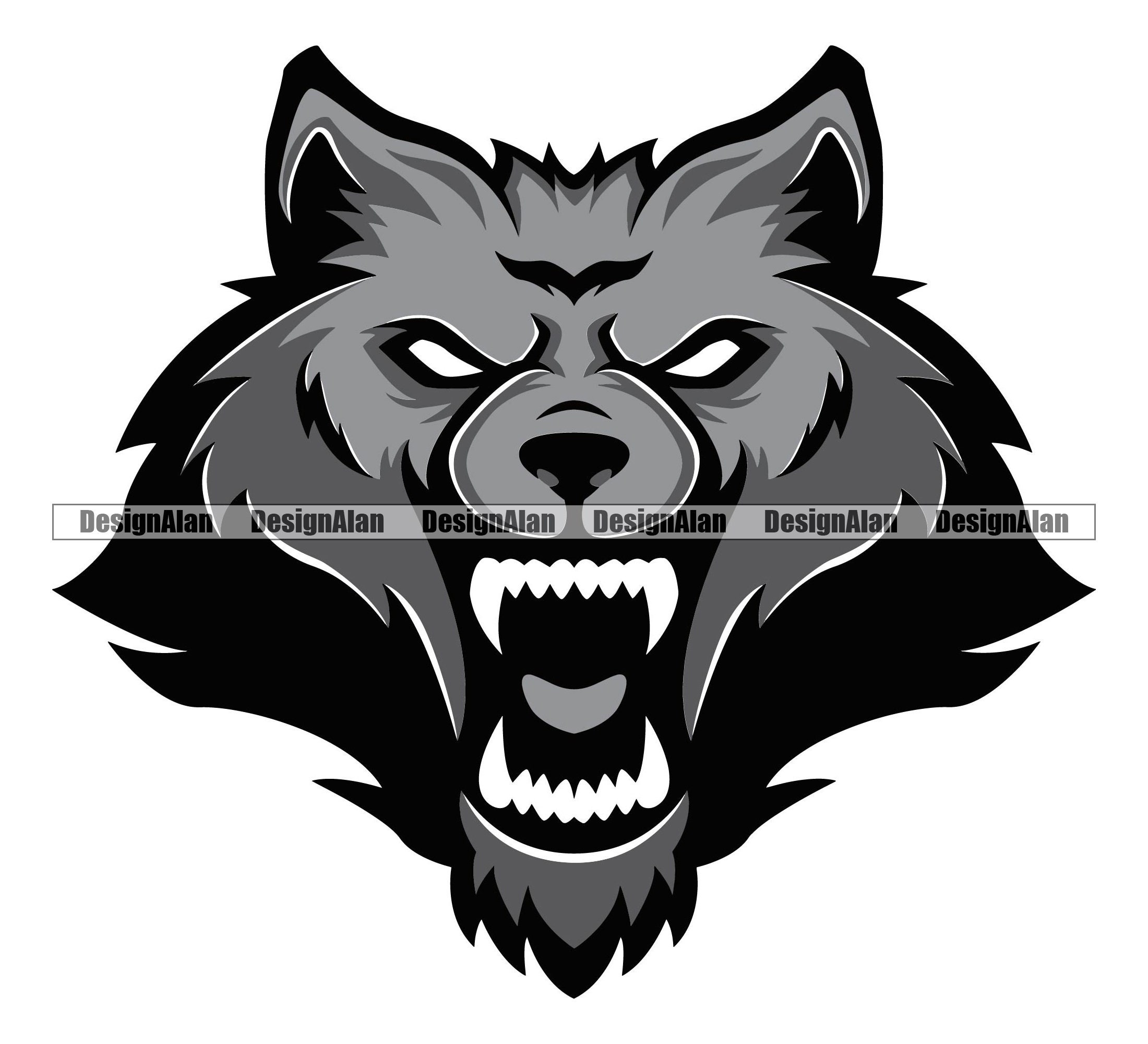 Wolf School Mascot Sports Team Fantasy League Cartoon Wild Animal Angry Growling Wolves Vector ...