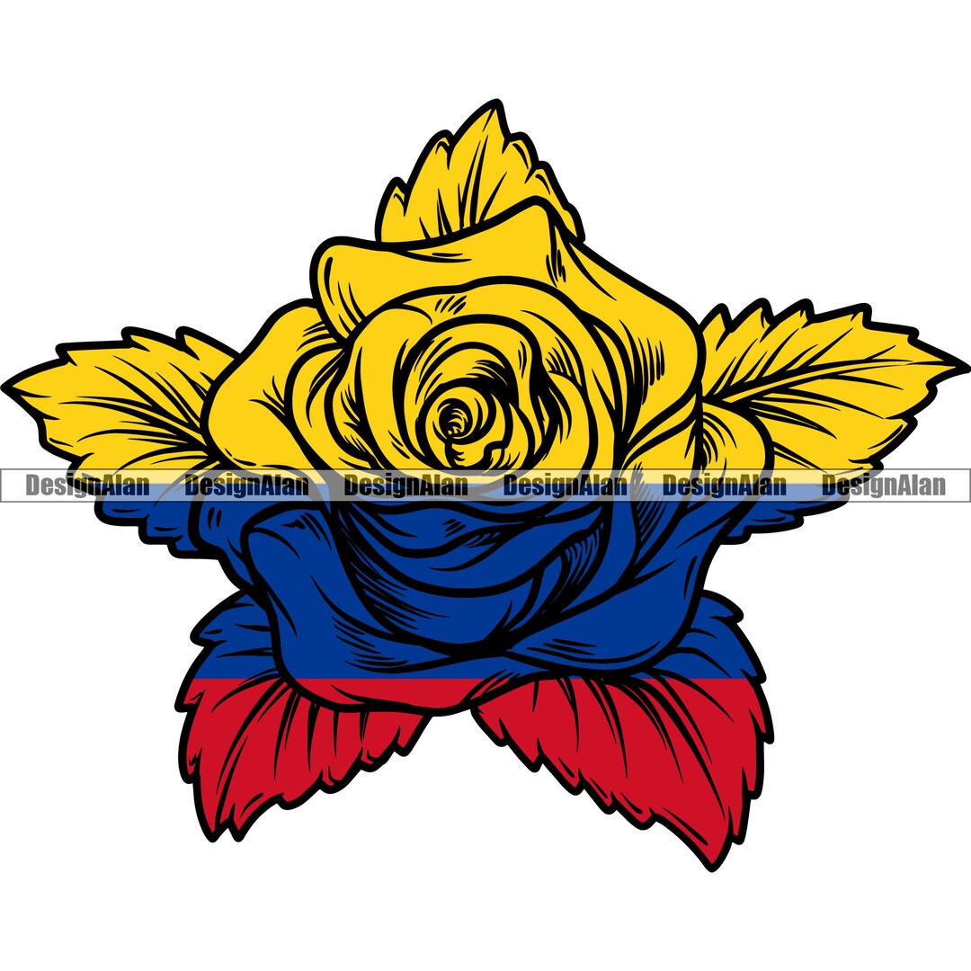 Colombia Flag Rose Flower Spanish Latino Hispanic Colombian Country ...