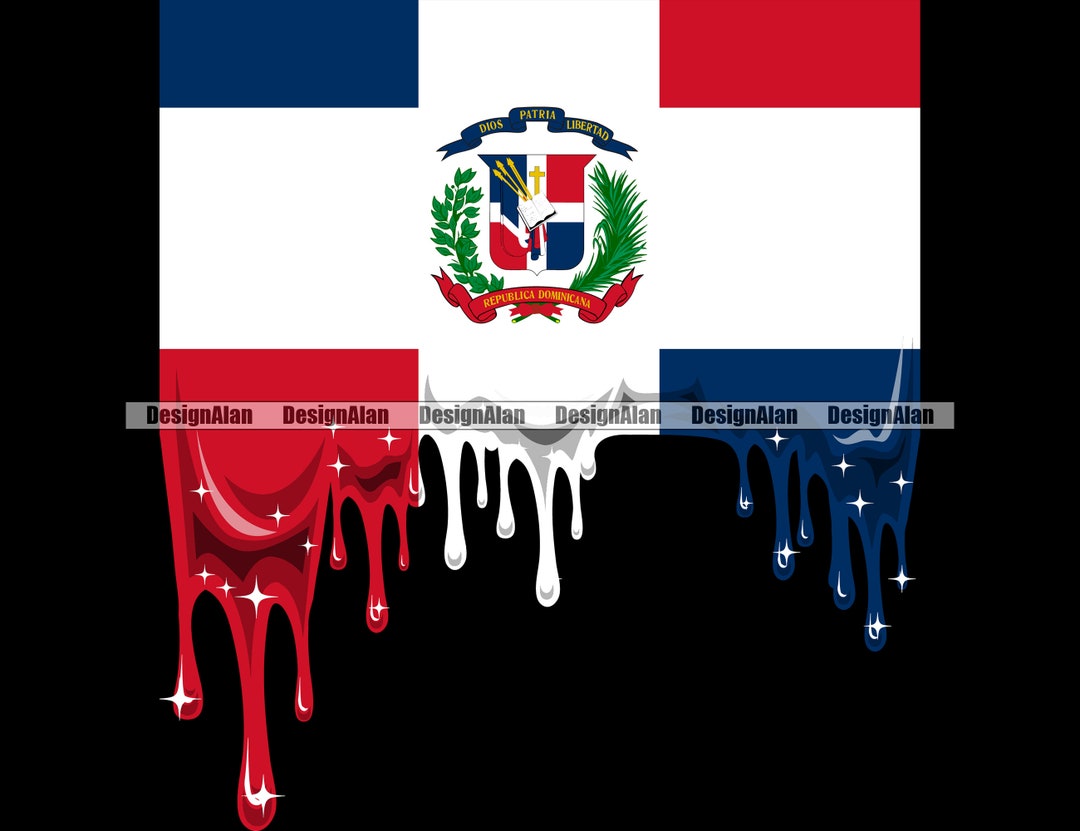 Dominican Republic Flag Sparkle Drip Shiny Dripping Proud Spanish ...