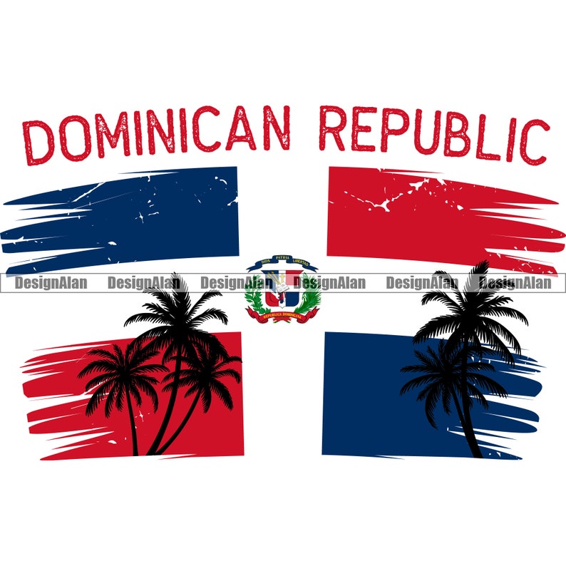 Dominican Republic Distressed Flag Palm Tree Caribbean Island Proud ...