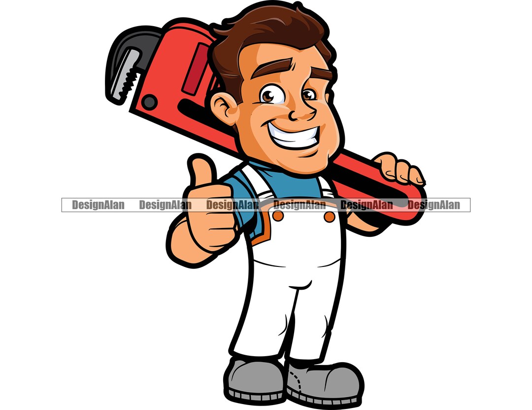 Plumber Thumb up Cartoon Man Plumbing Business House Home Repair ...