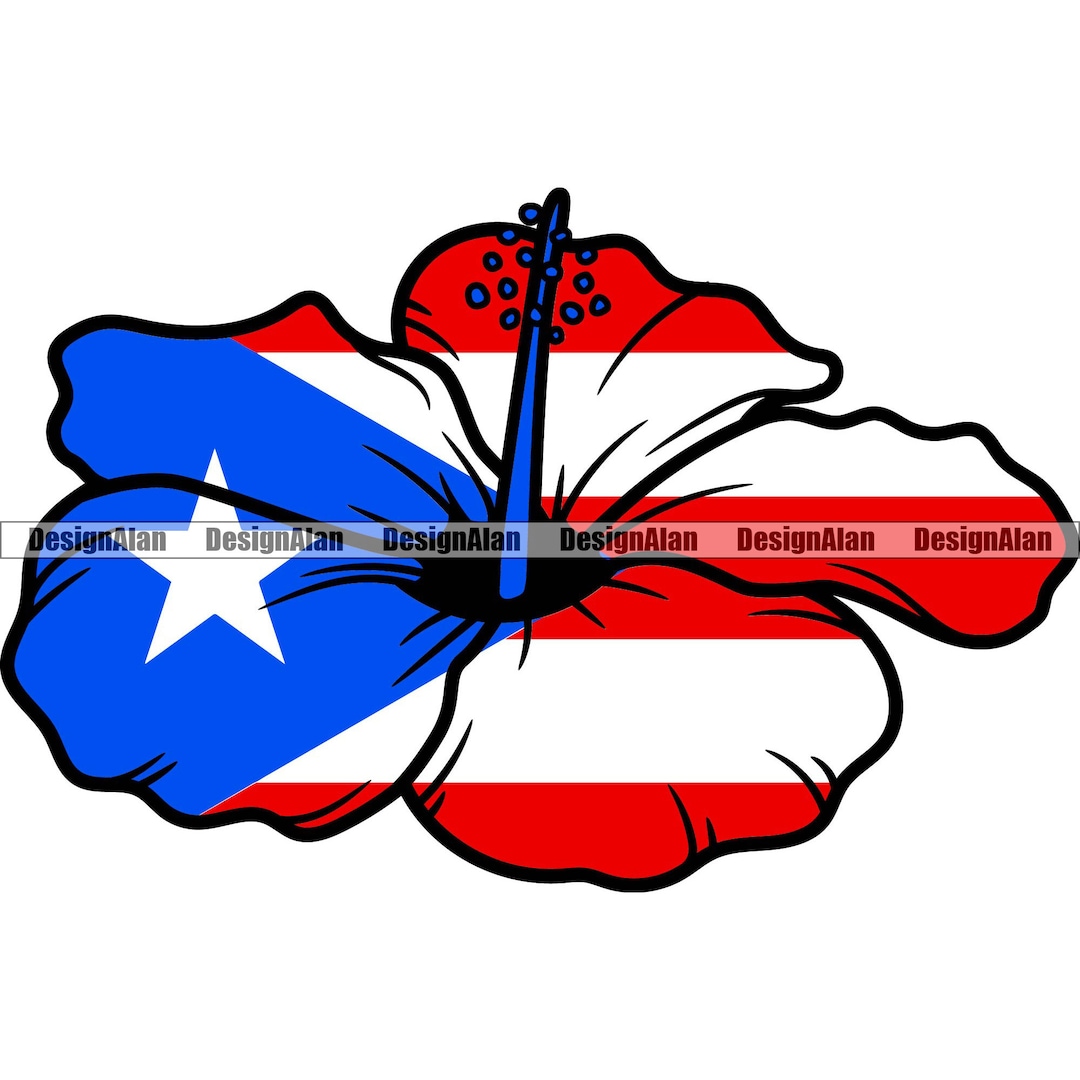 Puerto Rico Rican Flag Hibiscus Orchid Caribbean Island Flower Proud ...