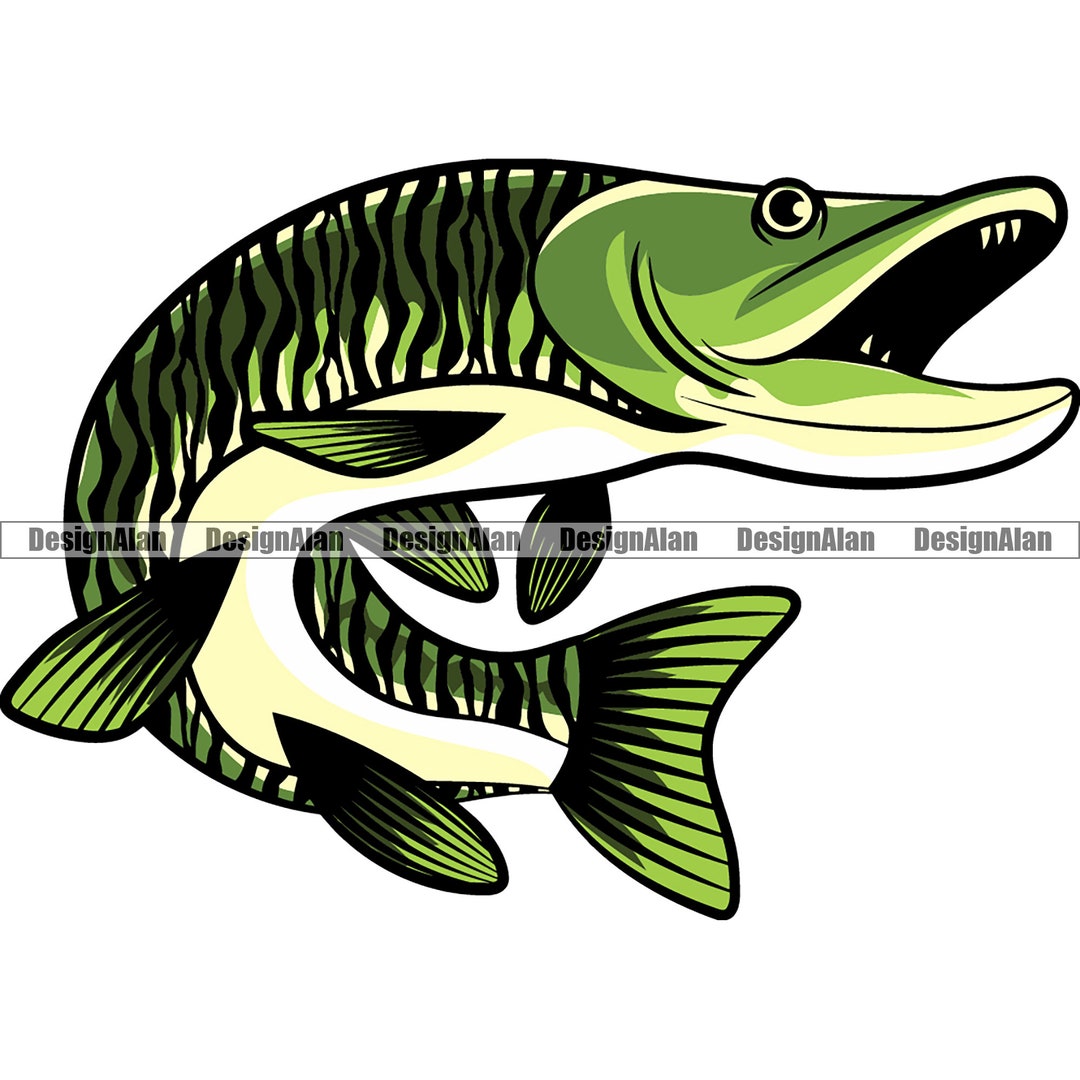 Musky Muskellunge Fish Fishing Fisherman Emblem Sport Water Lake ...