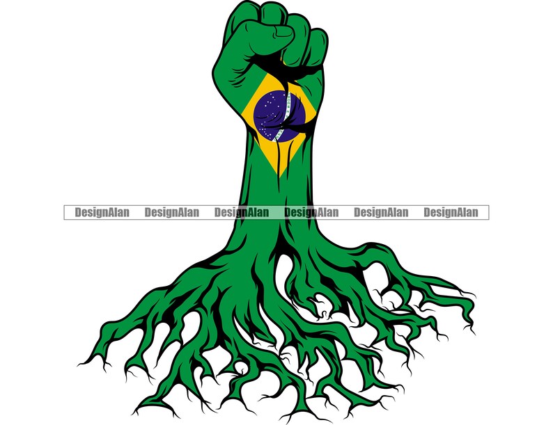 Brazil Brazilian Flag Fist Hand Family Roots Born Ethnic Pride - Etsy