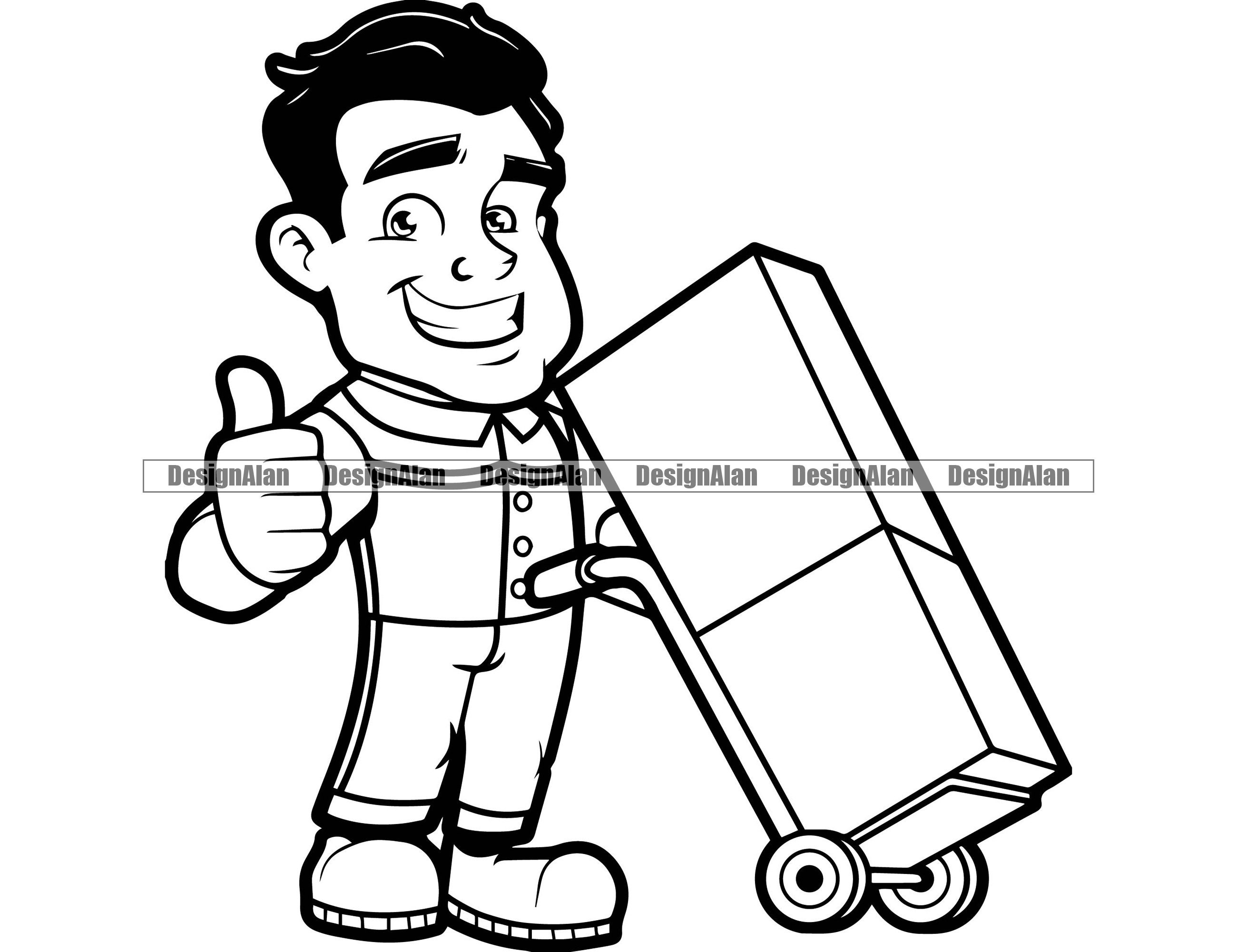 Mover Thumbs up Happy Man Cartoon Character Moving Business Company ...