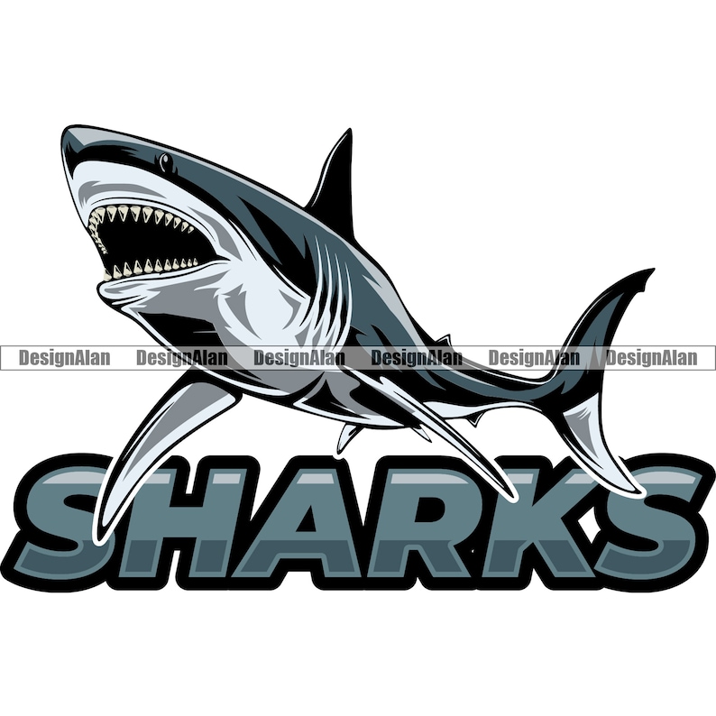 Shark School Mascot Sports Team Cartoon Growling Angry Great White ...