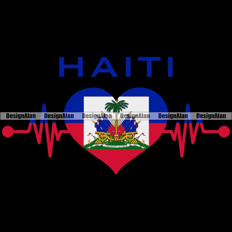 Haiti Haitian Creole Heartbeat Human Heart Love Ethnic EKG Wave Pride ...