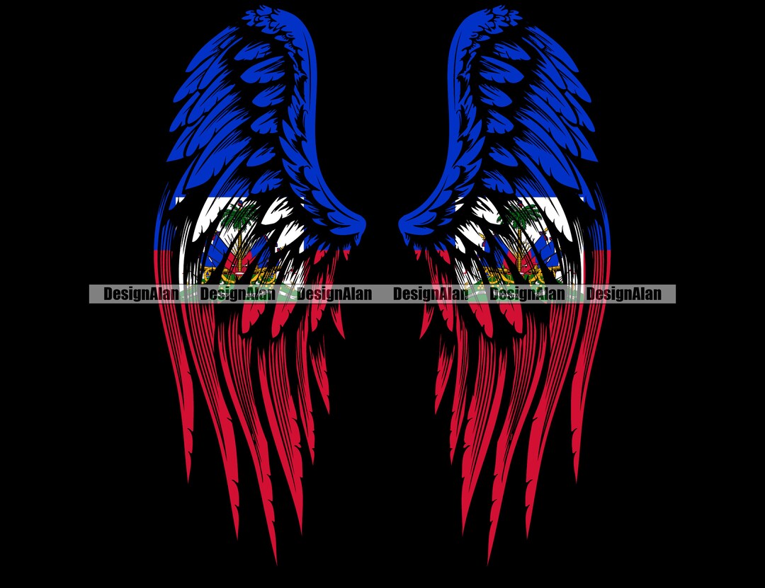 Haiti Haitian Creole Angel Wings Flag Feather Freedom Travel Caribbean ...