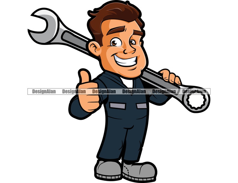 Mechanic Thumbs up Happy Man Cartoon Garage Business Auto Repair ...