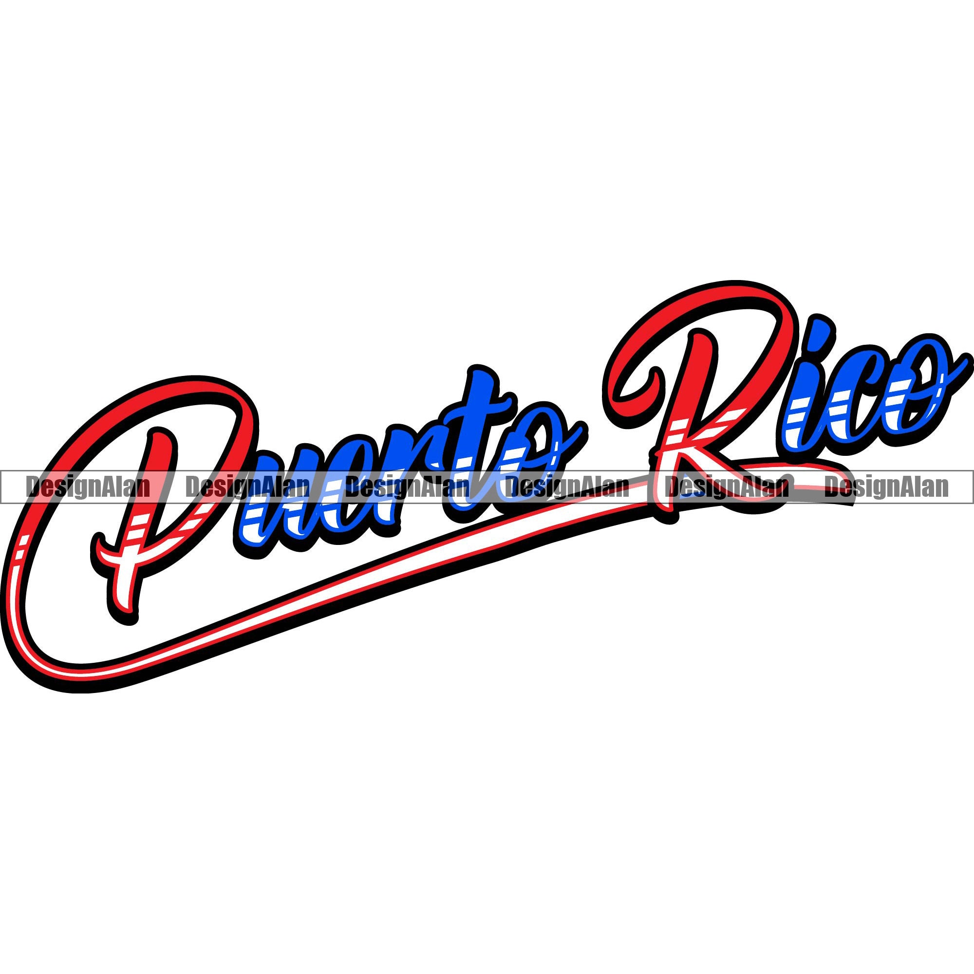 Puerto Rico Rican Flag Country Nation Island Cursive Text Word - Etsy