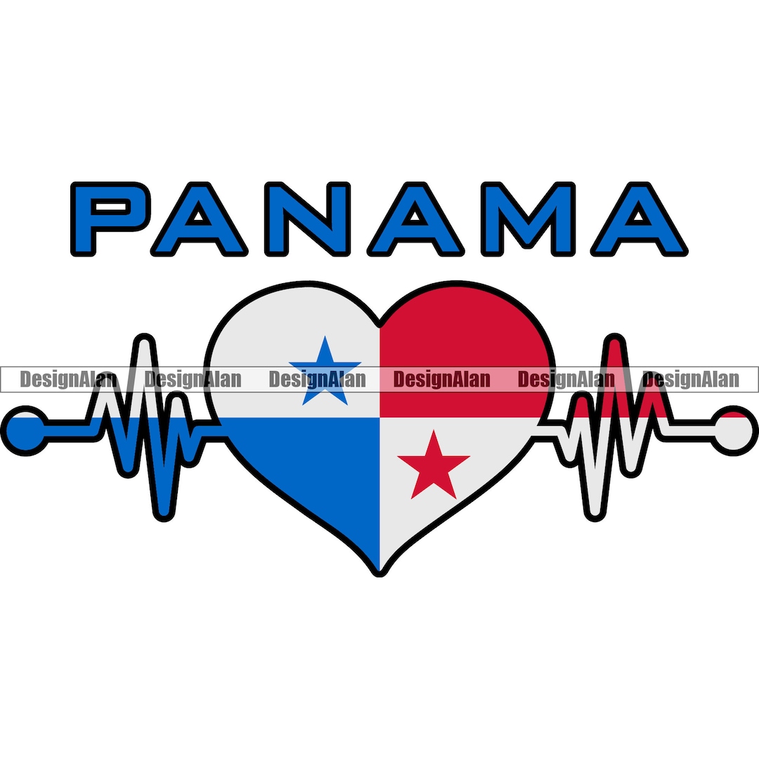 Panama Panamanian Heartbeat Heart Ethnic EKG Wave Love Spanish Pride ...