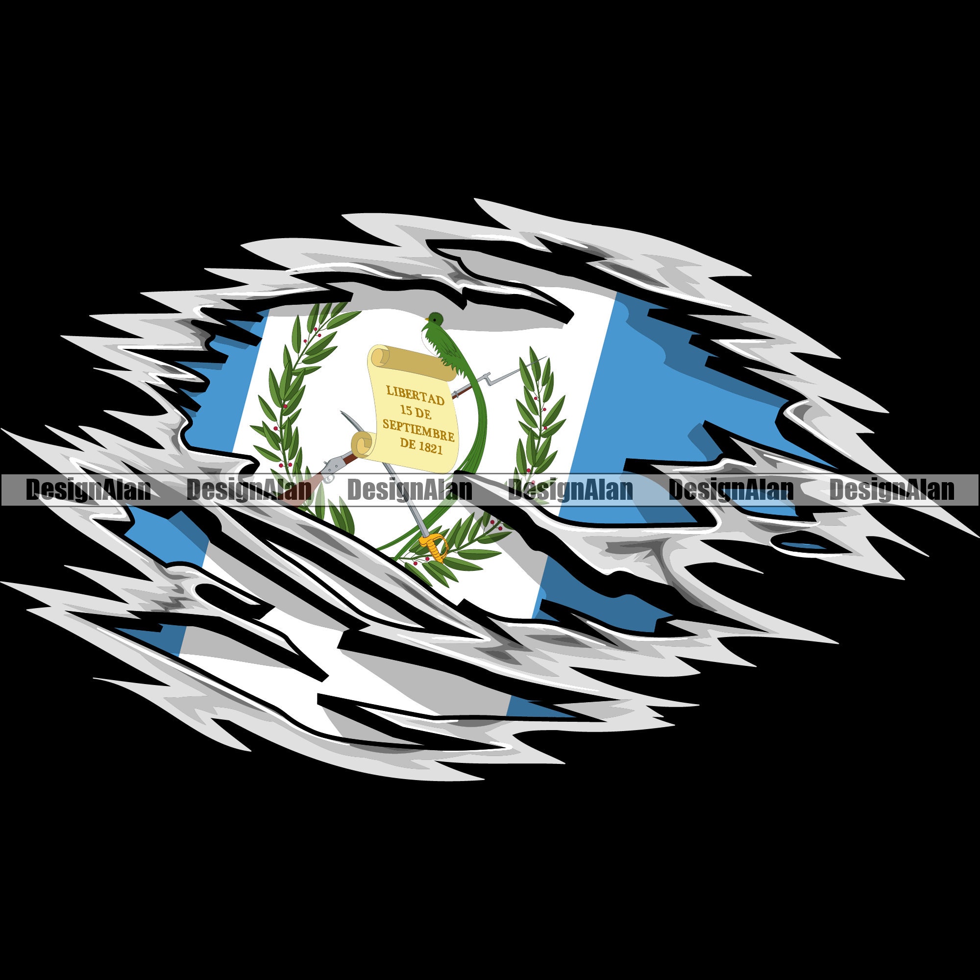 Guatemala Guatemalan Flag Torn Ripped Through Fabric Wall Spanish ...