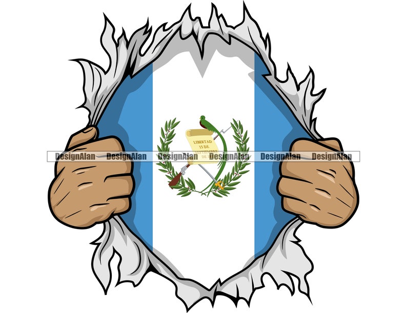 Guatemala Guatemalan Superhero Hands Ripping Open Shirt Showing Flag ...