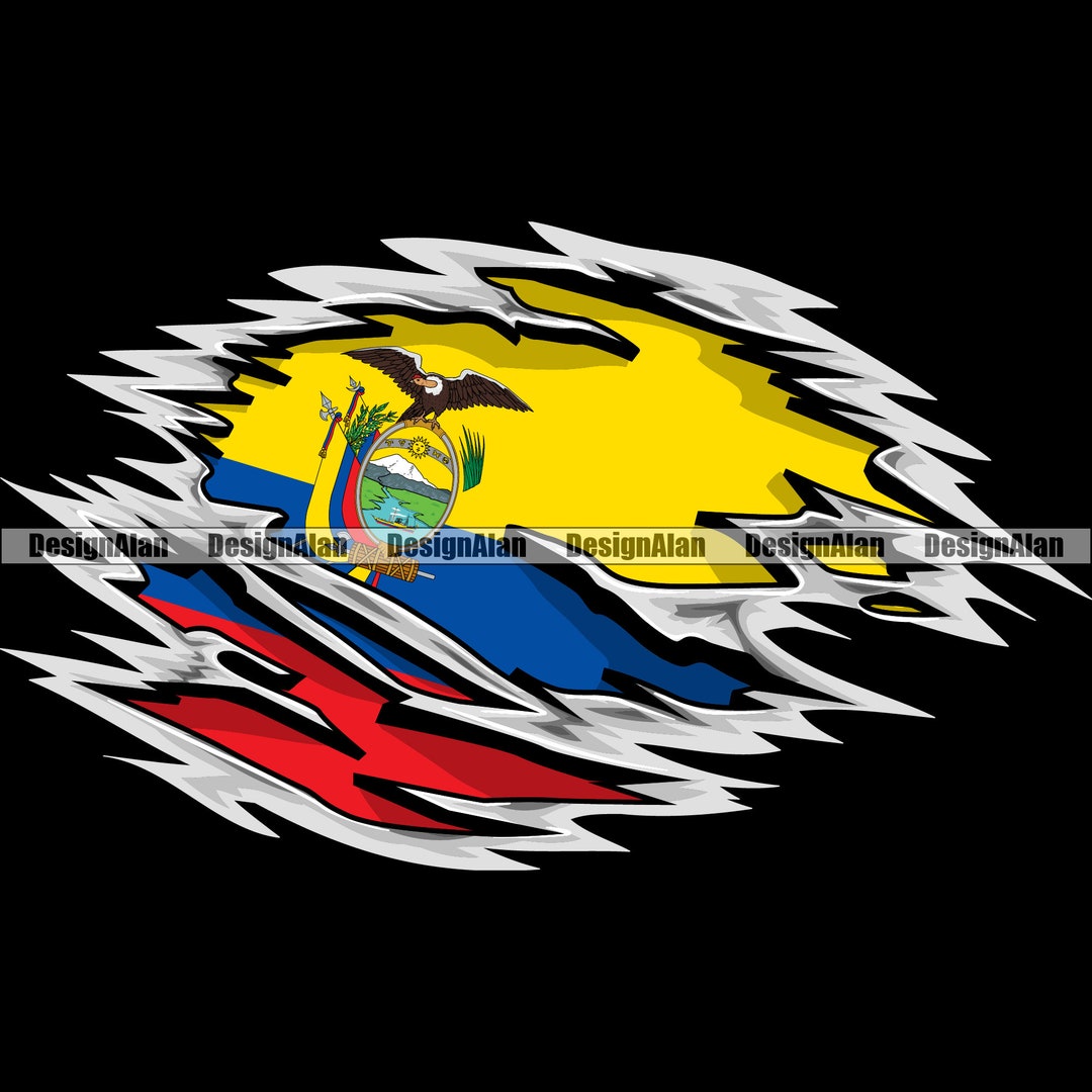 Ecuador Ecuadorian Flag Torn Ripped Through Fabric Wall Spanish Latino ...