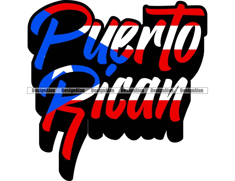 Puerto Rican Flag Text Rico Caribbean Island Pride Proud - Etsy