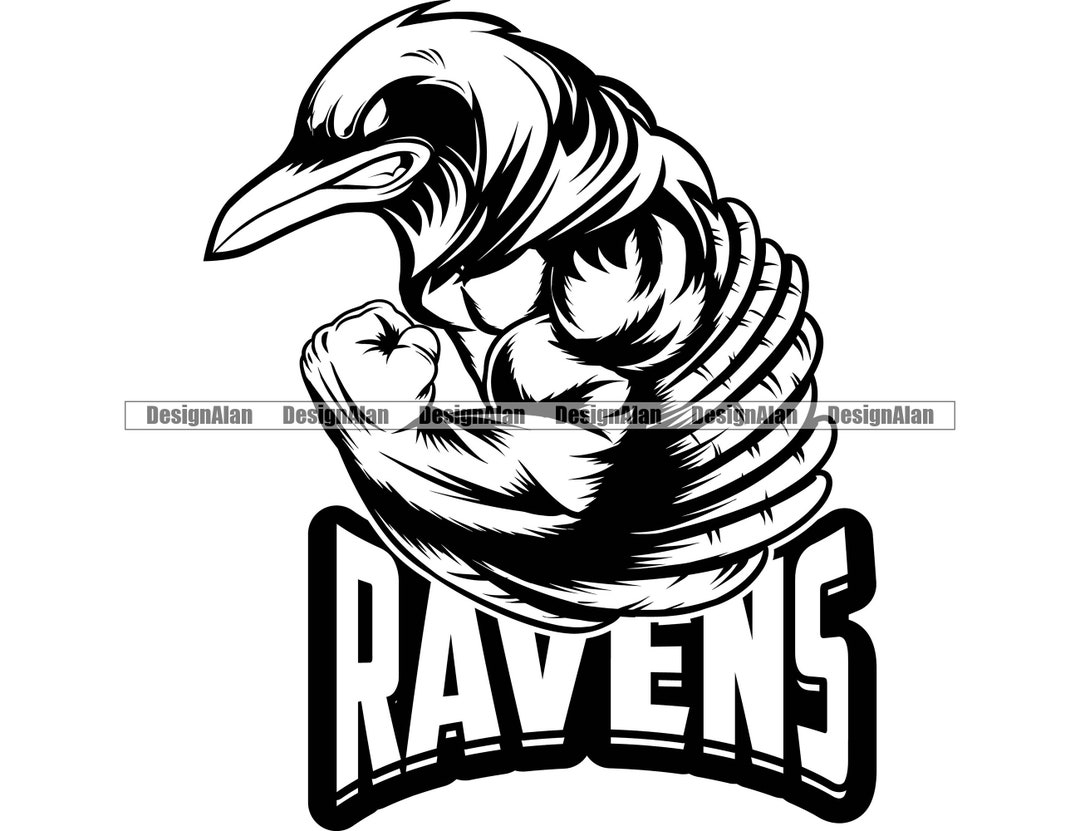 Raven School Mascot Sports Team Fantasy Cartoon Character Angry Mean ...
