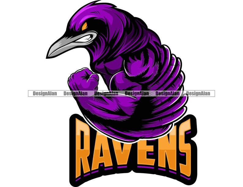 Raven School Mascot Sports Team Fantasy Cartoon Character Mean Bird ...