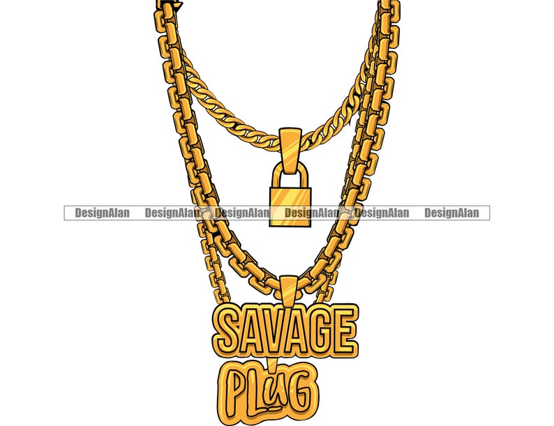 Gold Necklace Chain Link Savage Plug Charm Luxury Jewelry Jewellery ...