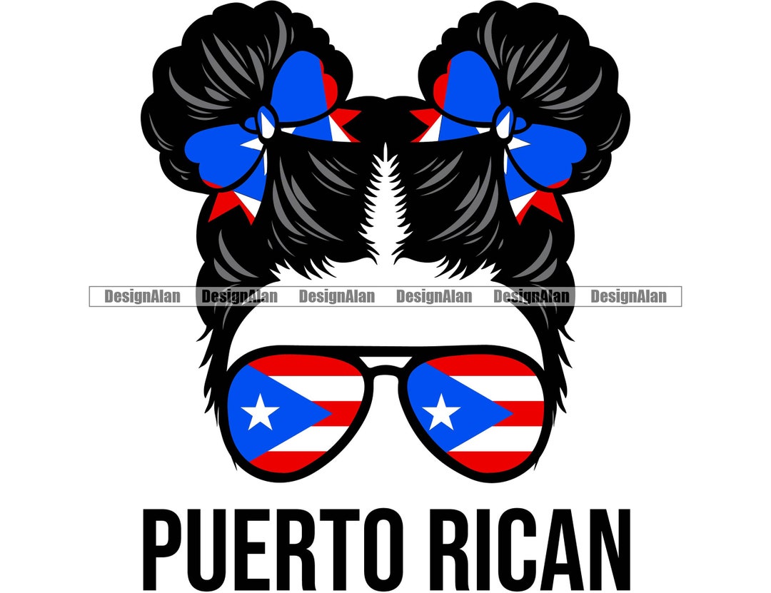 Puerto Rican Rico Woman Hair Bow Sunglasses Flag Sexy Female Girl Lady Proud Spanish Latino ...