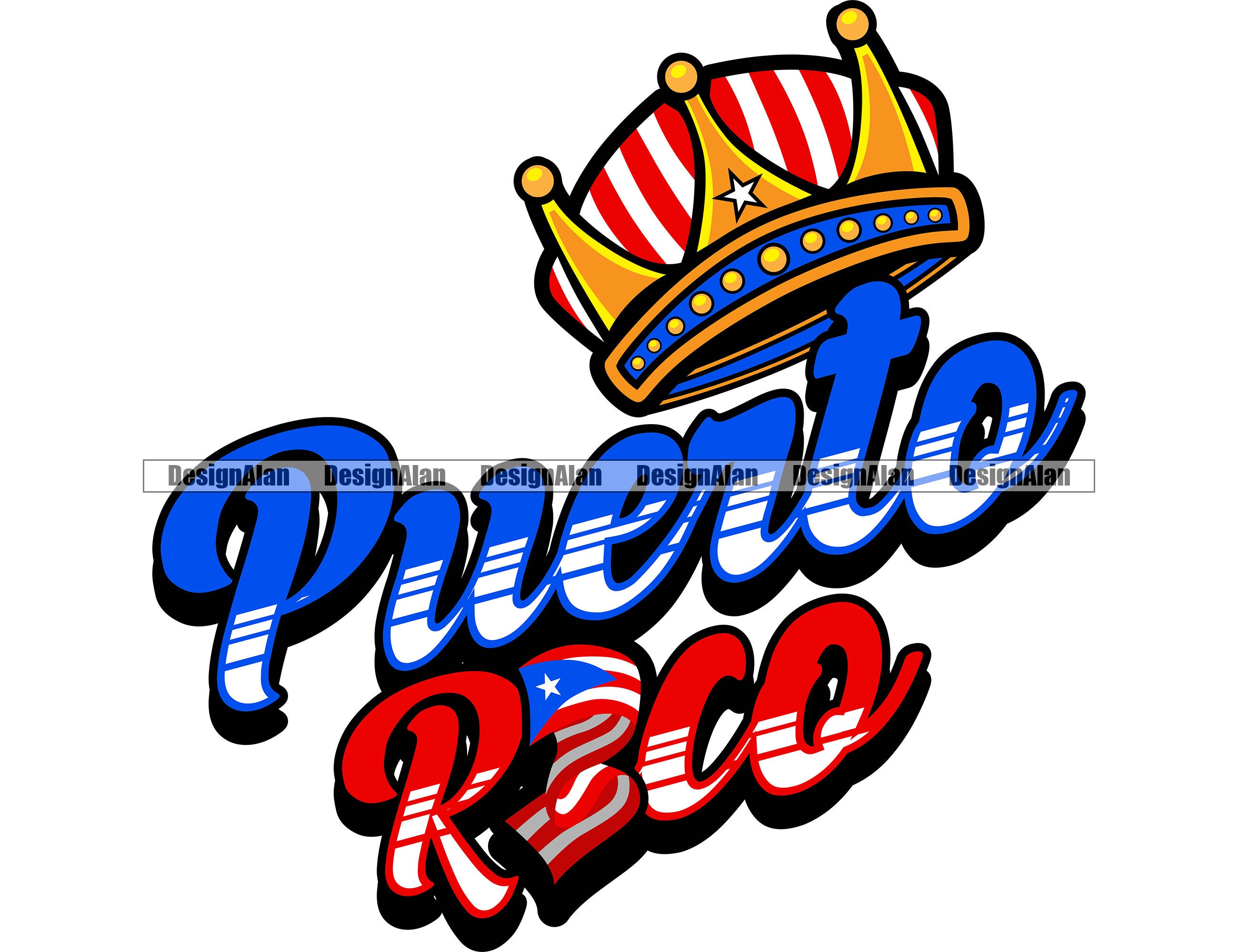 Puerto Rico Rican Flag King Queen Crown Spanish Latino Hispanic Boricua ...