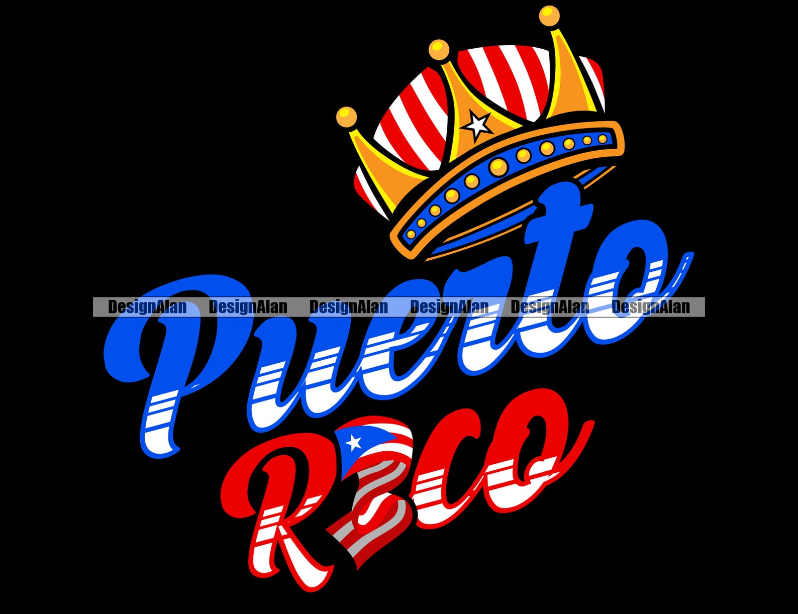 Puerto Rico Rican Flag King Queen Crown Spanish Latino Hispanic Boricua ...
