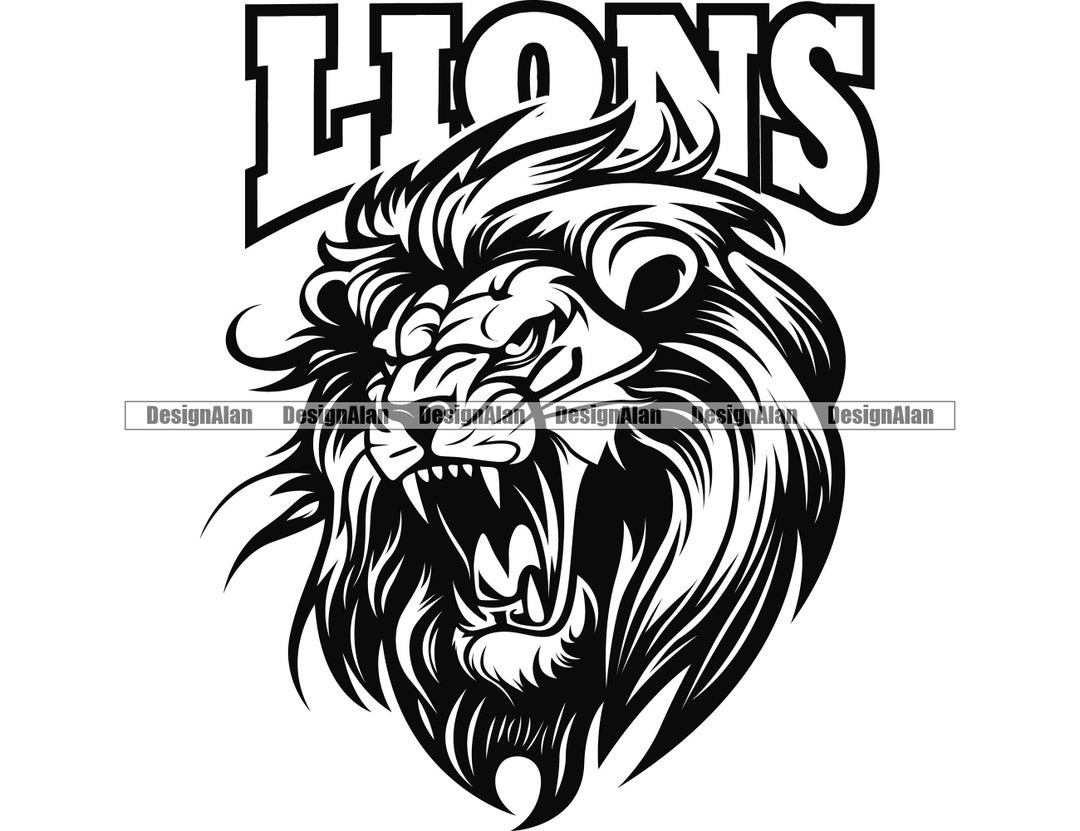 Lion School Mascot Sports Team Cartoon Character Growling Angry Big Cat ...