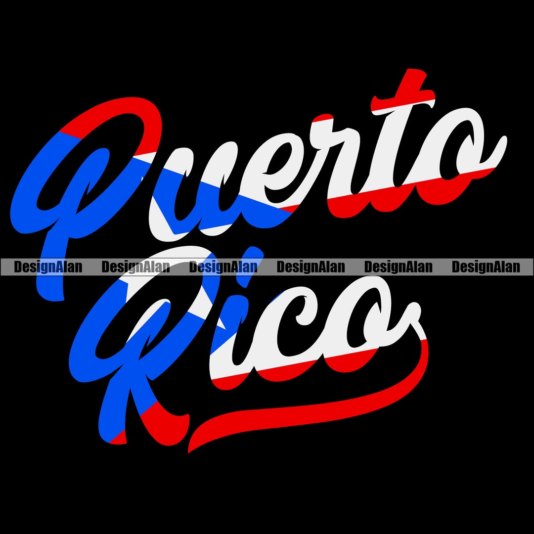 Puerto Rico Flag Cursive Writing Swoosh Sports Text Rican Spanish Proud ...