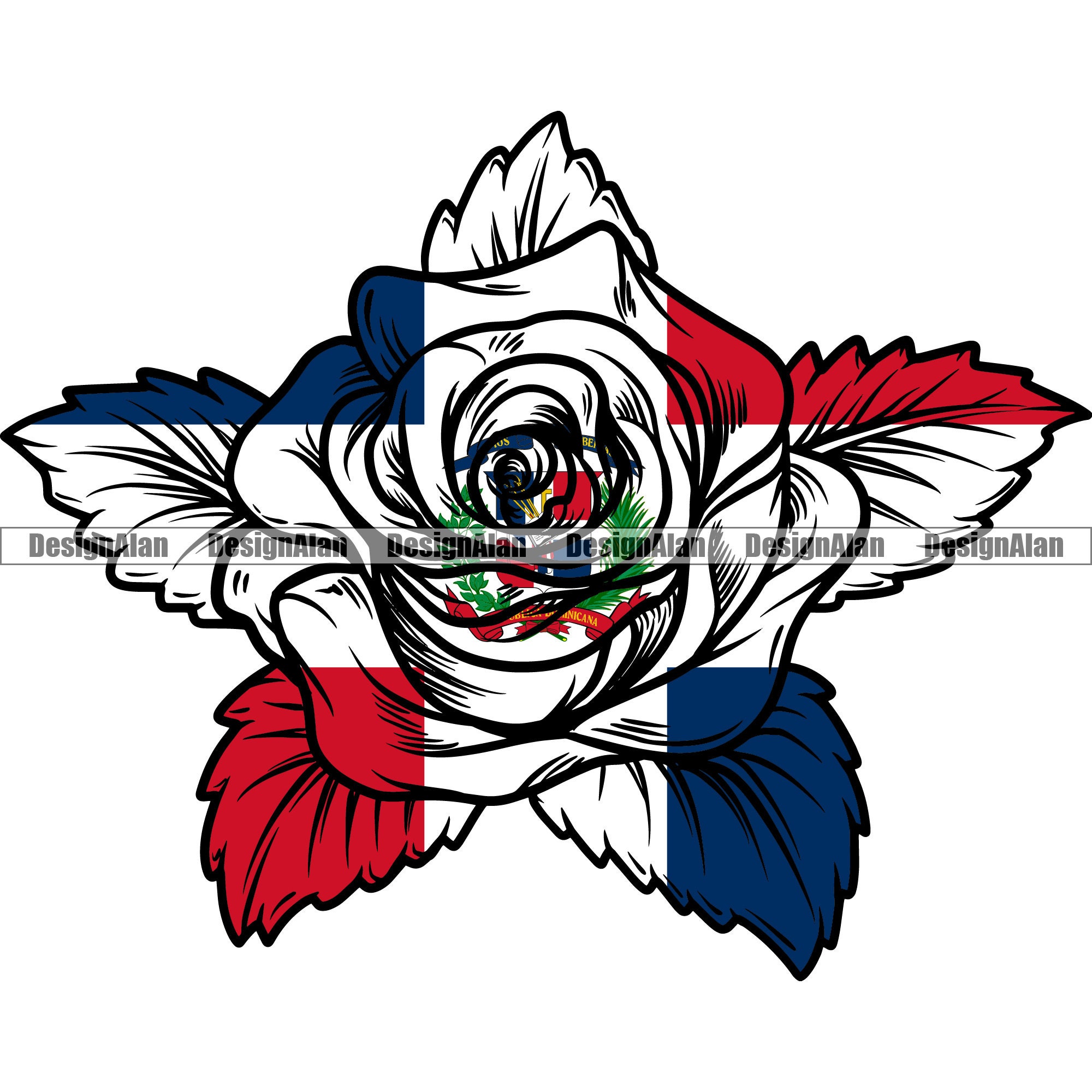 Dominican Republic Flag Rose Flower Spanish Latino Hispanic Dominicano ...